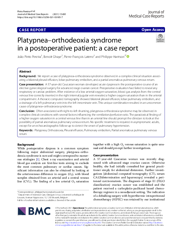 (PDF) Platypnea–orthodeoxia syndrome in a postoperative patient: a case ...
