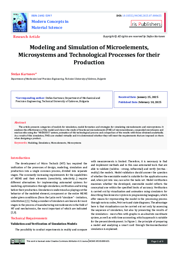 Pdf Modeling And Simulation Of Microelements Microsystems And Technological Processes For