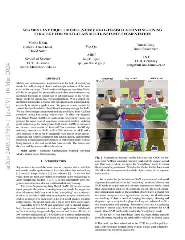 (PDF) Segment Any Object Model (SAOM): Real-to-Simulation Fine-Tuning Strategy for Multi-Class ...