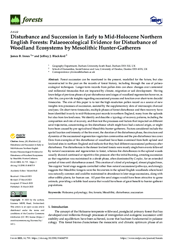 (PDF) Disturbance and Succession in Early to Mid-Holocene Northern English Forests ...