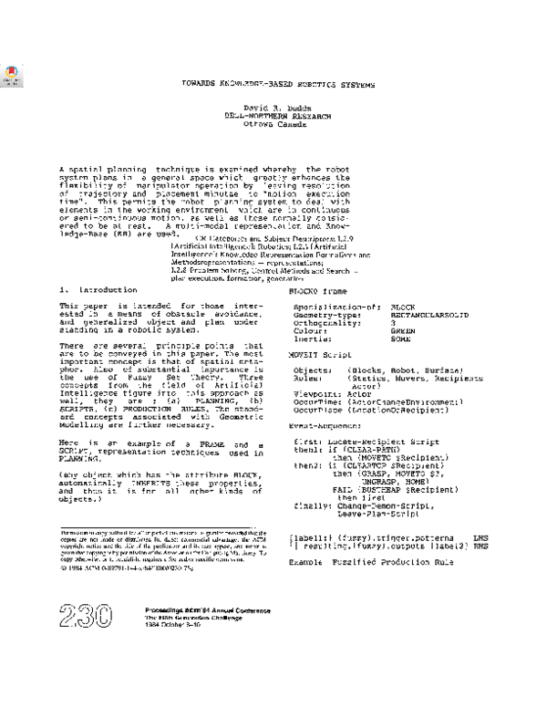 (PDF) Towards knowledge-based robotics systems