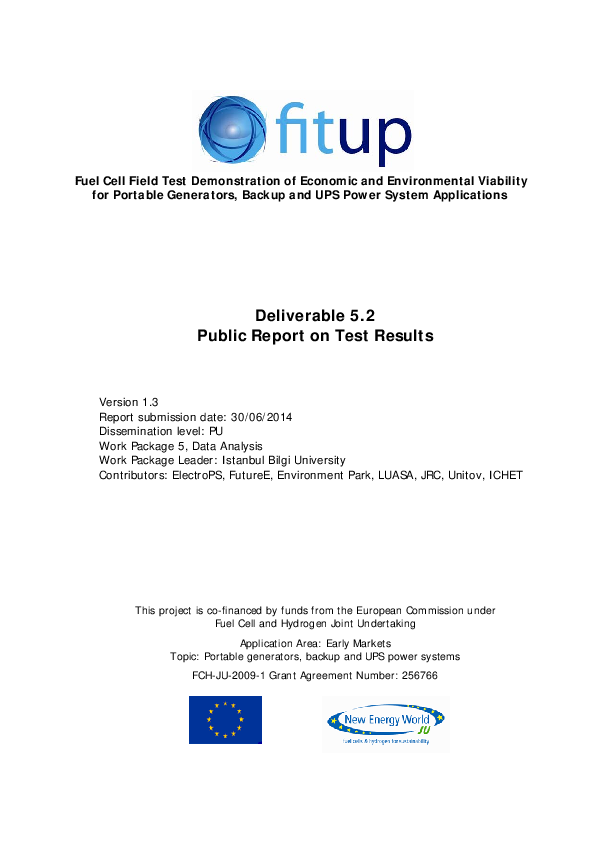(PDF) FITUP - Public Report on Test Results: Fuel Cell Field Test ...