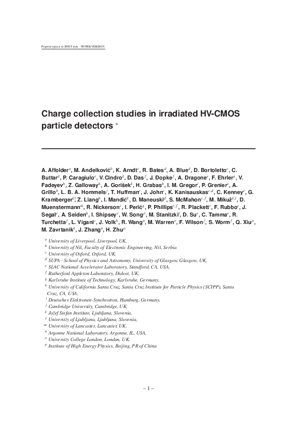 (PDF) Charge collection studies in irradiated HV-CMOS particle detectors