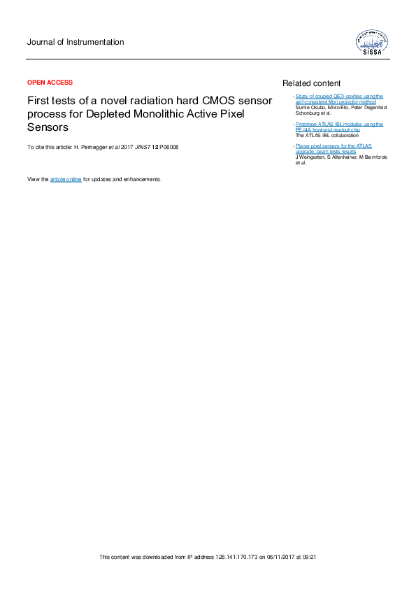 (PDF) First tests of a novel radiation hard CMOS sensor process for ...