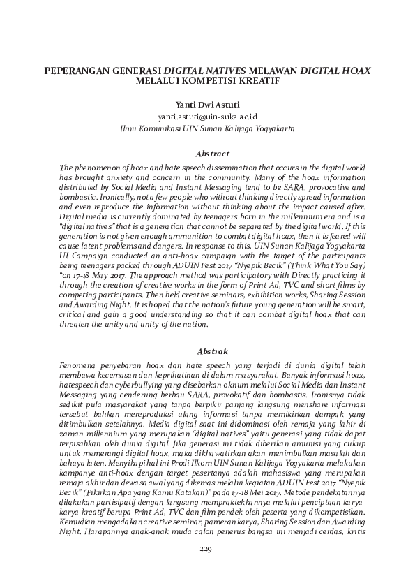 (PDF) Peperangan Generasi Digital Natives Melawan Digital Hoax Melalui ...