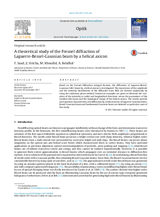 (PDF) A theoretical study of the Fresnel diffraction of Laguerre-Bessel ...