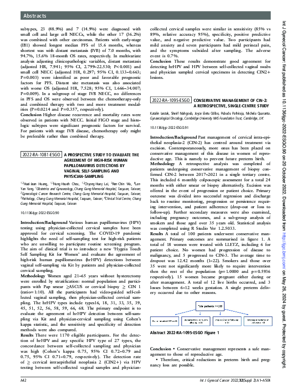 (PDF) 2022-RA-1081-ESGO A prospective study to evaluate the agreement of high-risk human ...