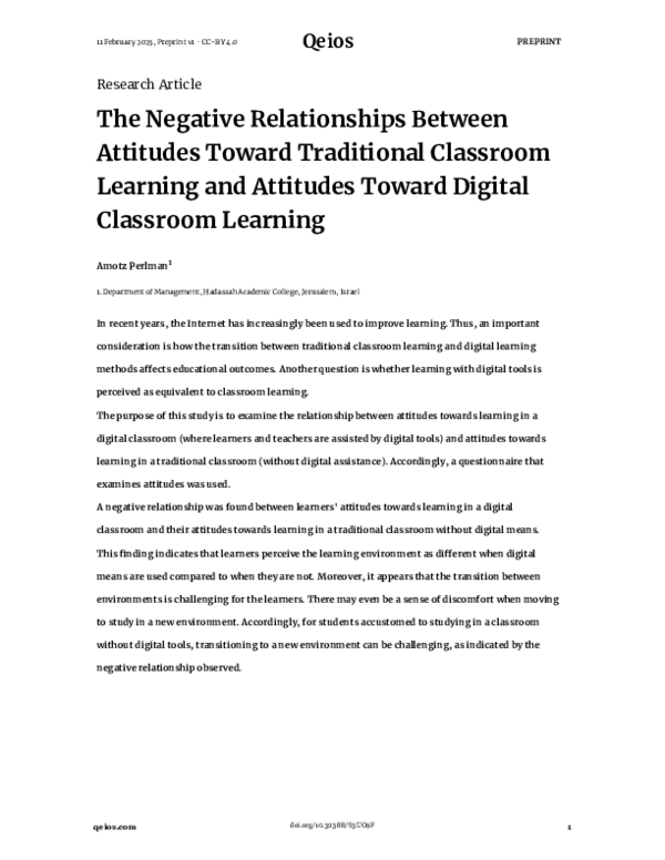 (PDF) The Negative Relationships Between Attitudes Toward Traditional ...