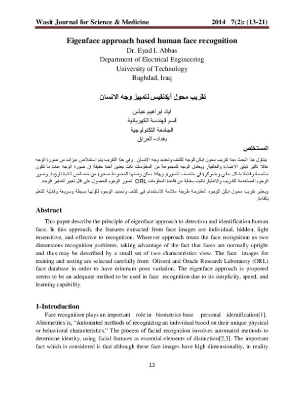 (PDF) Eigenface approach based human face recognition