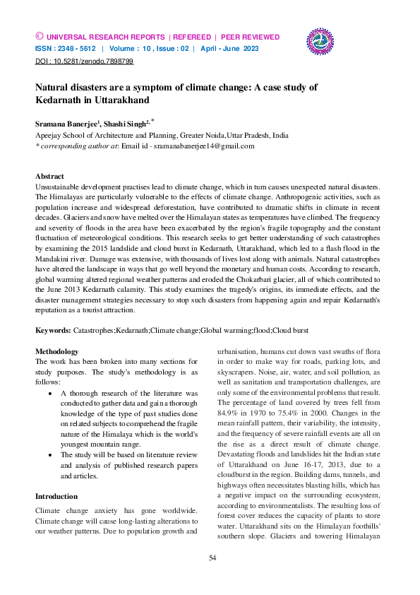 (PDF) Natural disasters are a symptom of climate change: A case study ...