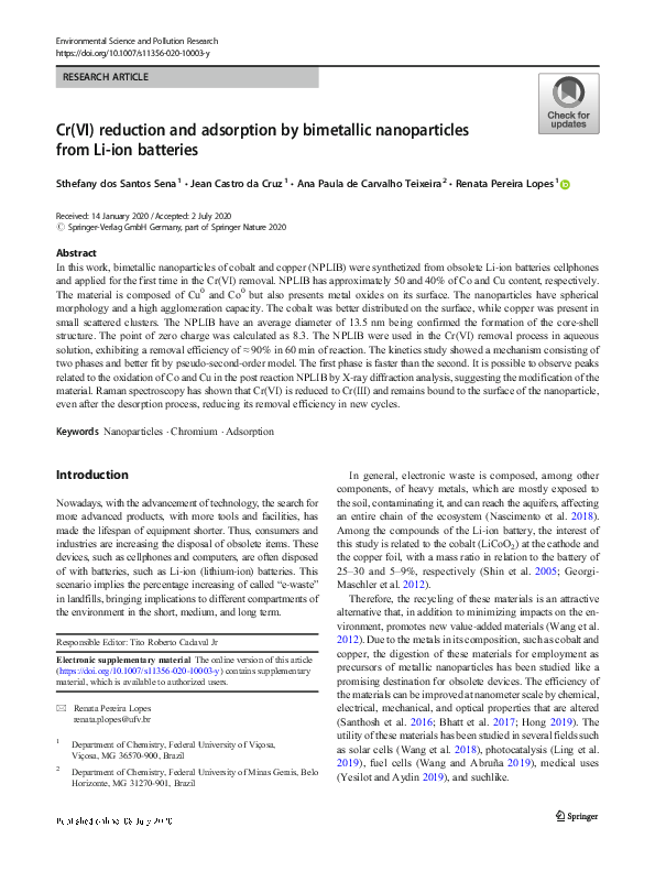 (PDF) Cr(VI) reduction and adsorption by bimetallic nanoparticles from ...