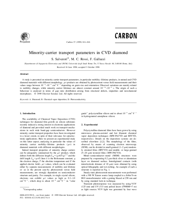 (PDF) Minority-carrier transport parameters in CVD diamond