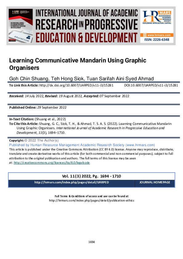 (PDF) Learning Communicative Mandarin Using Graphic Organisers