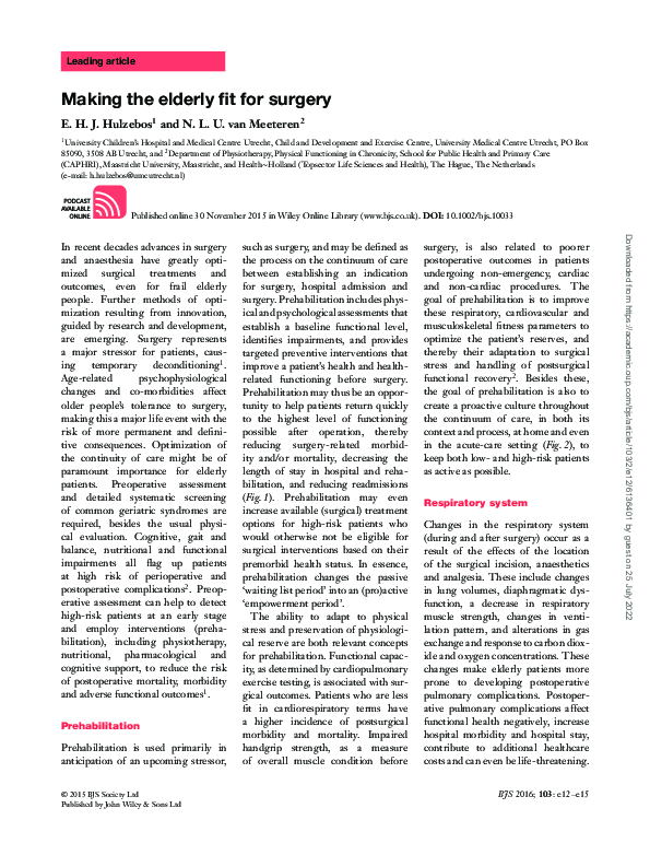 (PDF) Making the elderly fit for surgery