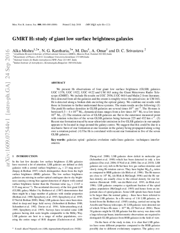 (PDF) GMRT H i study of giant low surface brightness galaxies