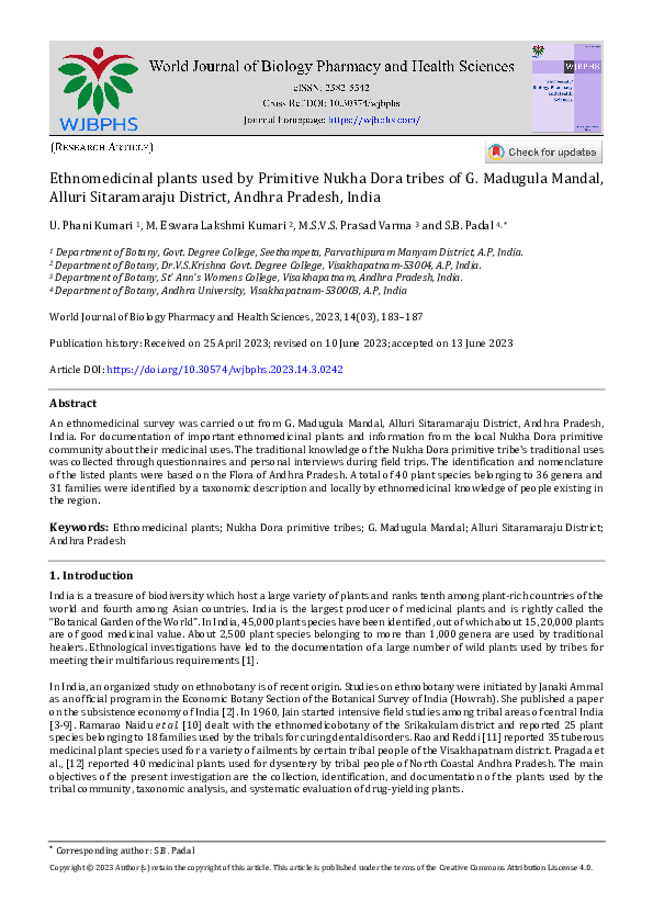 (PDF) Ethnomedicinal plants used by Primitive Nukha Dora tribes of G ...