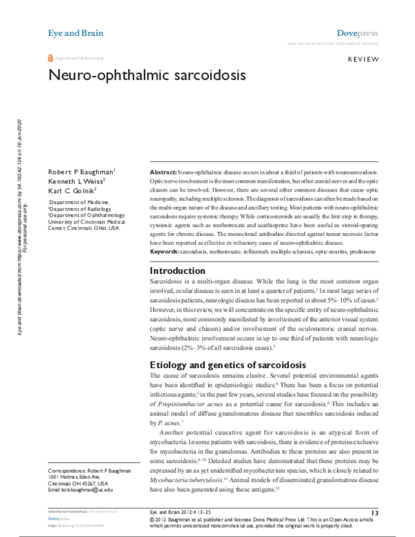 (PDF) Neuro-ophthalmic sarcoidosis
