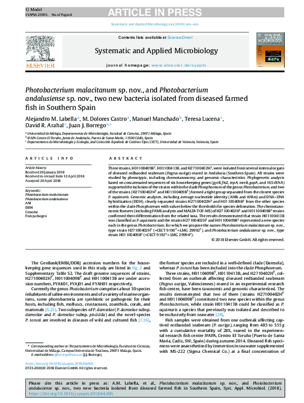 (PDF) Photobacterium malacitanum sp. nov., and Photobacterium ...