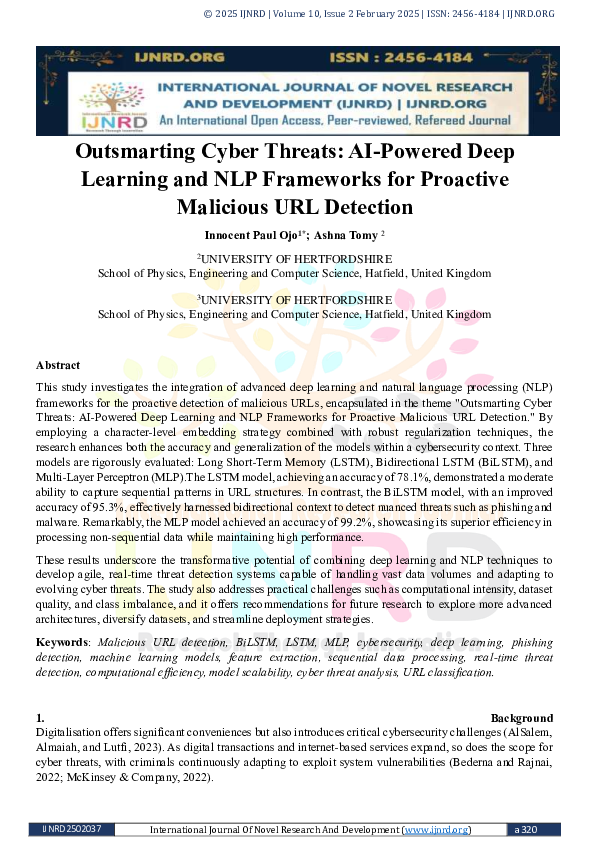 (PDF) Outsmarting Cyber Threats: AI-Powered Deep Learning and NLP ...