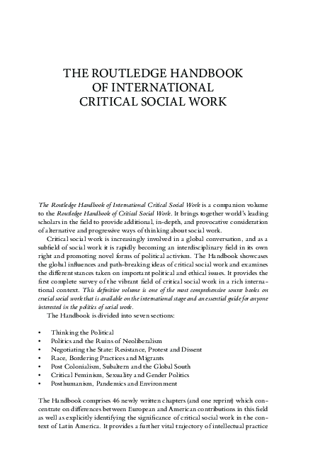 (PDF) THE ROUTLEDGE HANDBOOK OF INTERNATIONAL CRITICAL SOCIAL WORK