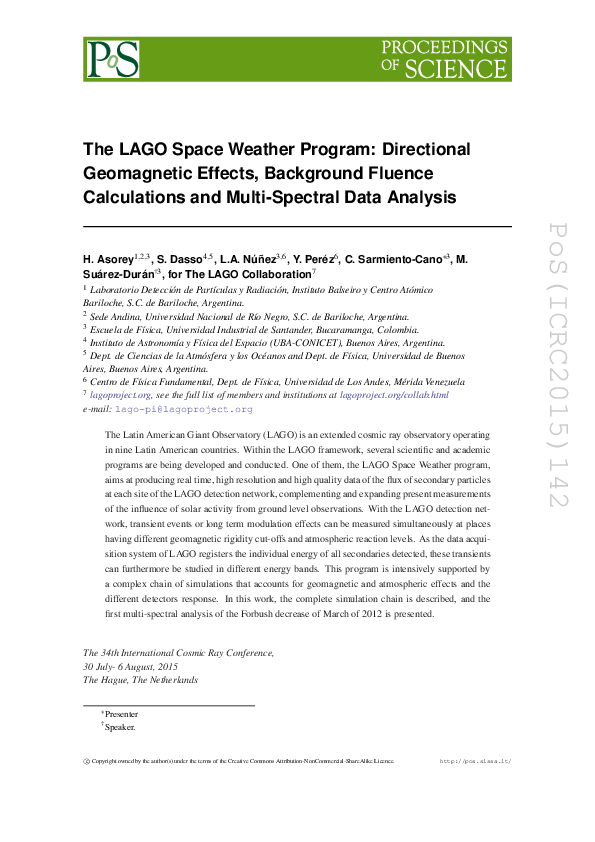 (PDF) The LAGO Space Weather Program: Directional Geomagnetic Effects ...