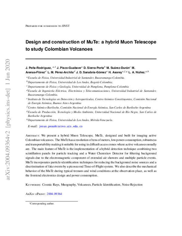 (PDF) Design and construction of MuTe: a hybrid Muon Telescope to study ...