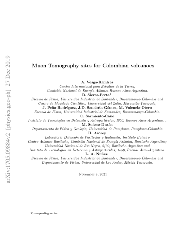 (PDF) Muon Tomography sites for Colombian volcanoes