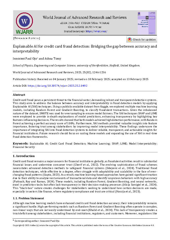 (PDF) Explainable AI for credit card fraud detection: Bridging the gap ...