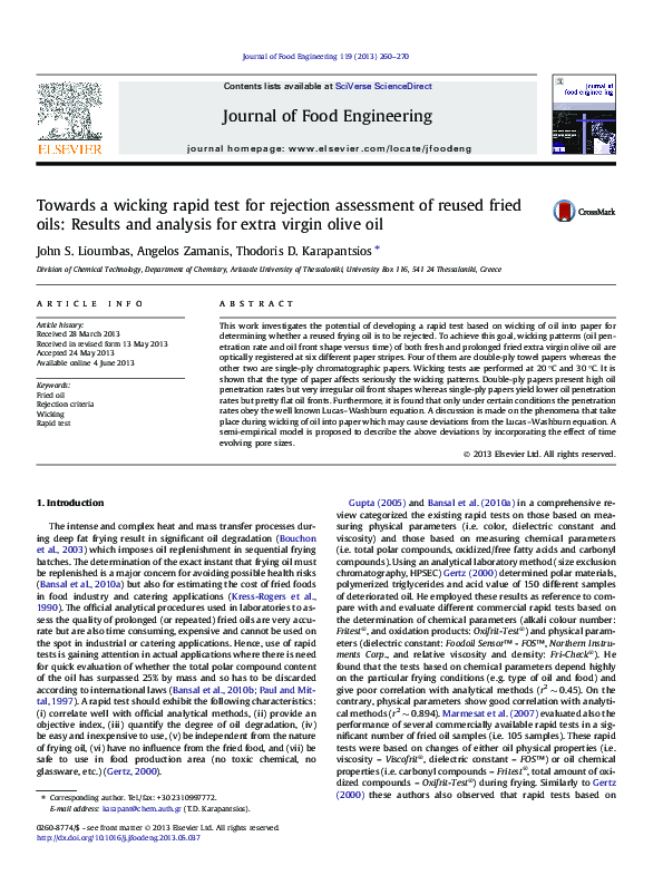 (PDF) Towards a wicking rapid test for rejection assessment of reused ...