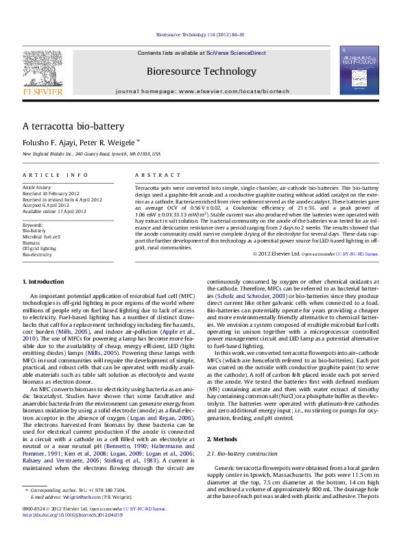 (PDF) A terracotta bio-battery