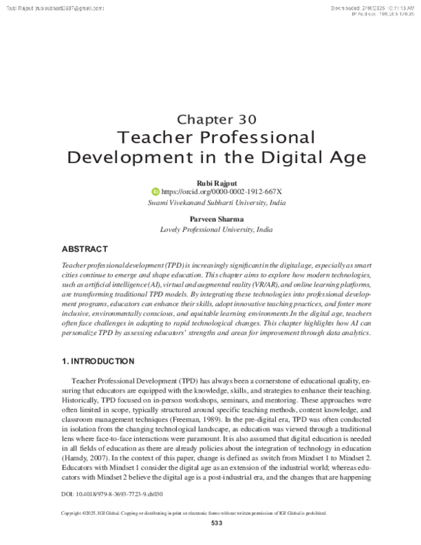 (PDF) Teacher Professional Development in the Digital Age