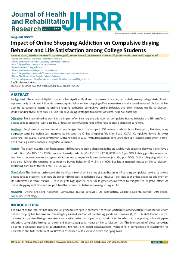 (PDF) Impact of Online Shopping Addiction on Compulsive Buying Behavior ...