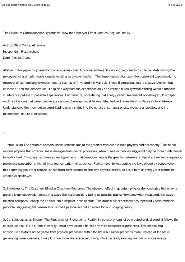 (PDF) The Quantum Consciousness Hypothesis: How the Observer Effect ...