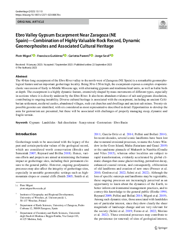 (PDF) Ebro Valley Gypsum Escarpment Near Zaragoza (NE Spain ...