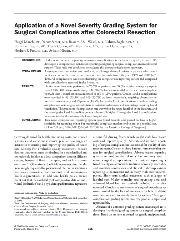 (PDF) Application of a Novel Severity Grading System for Surgical ...