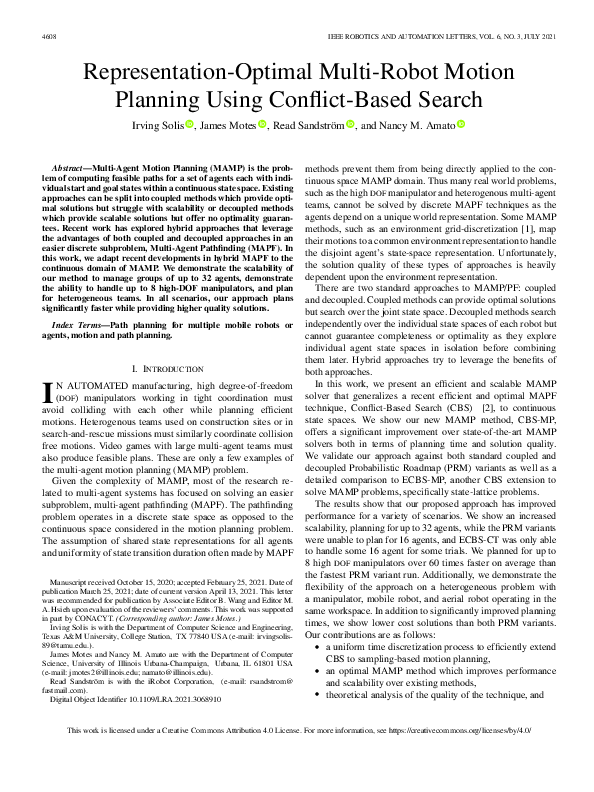 (PDF) Representation-Optimal Multi-Robot Motion Planning Using Conflict ...