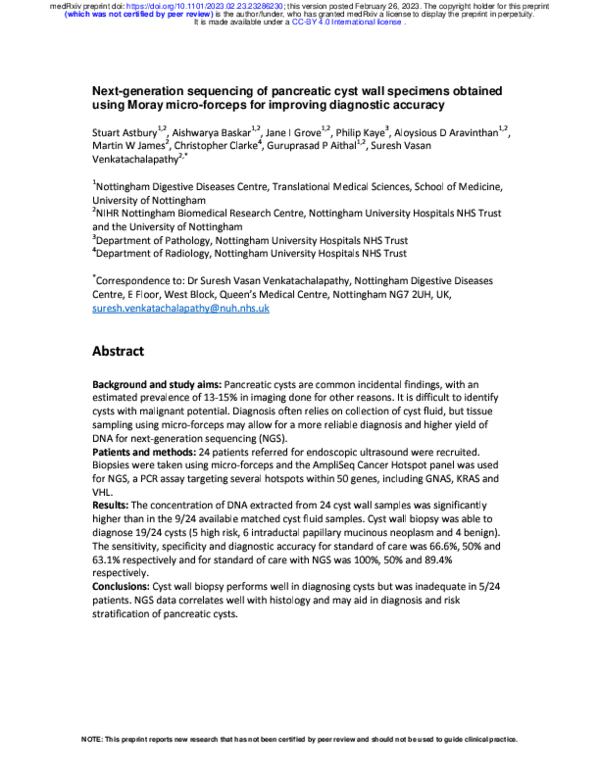 (PDF) Next-generation sequencing of pancreatic cyst wall specimens ...