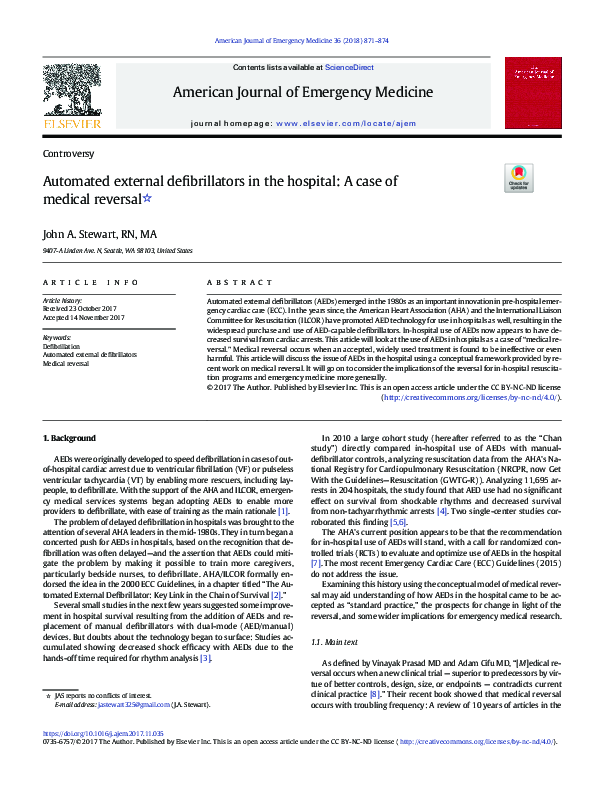 (PDF) Automated external defibrillators in the hospital: A case of ...