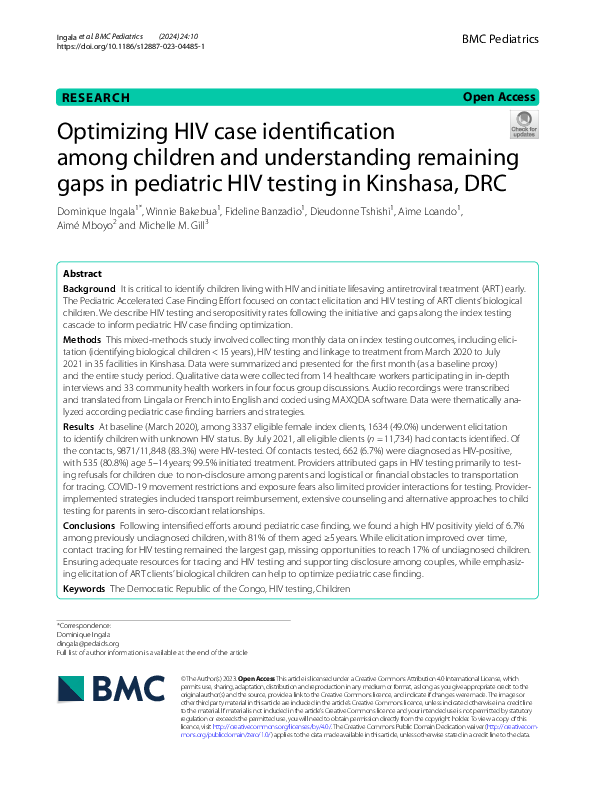 (PDF) Optimizing HIV case identification among children and ...