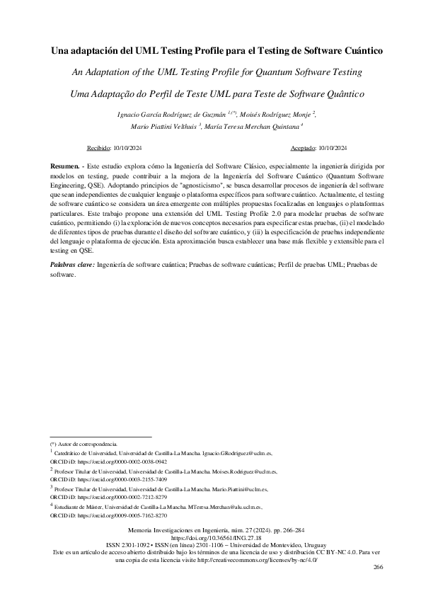 (PDF) Una adaptación del UML Testing Profile para el Testing de ...