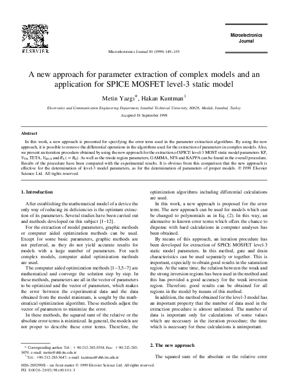 (PDF) A new approach for parameter extraction of complex models and an ...