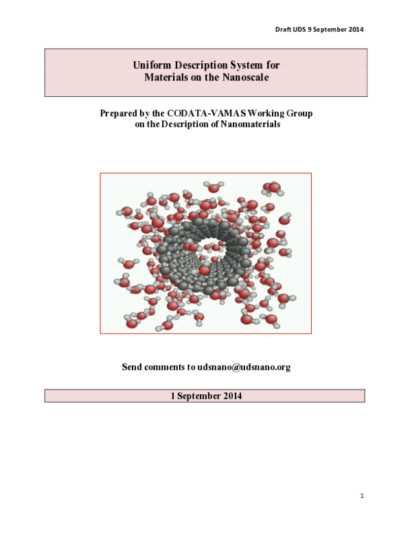 (PDF) Uniform Description System for Materials on the Nanoscale A Draft Framework Developed by ...