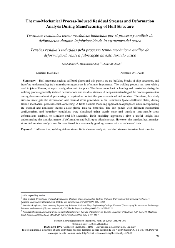 (PDF) Thermo-Mechanical Process-Induced Residual Stresses and Deformation Analysis During ...