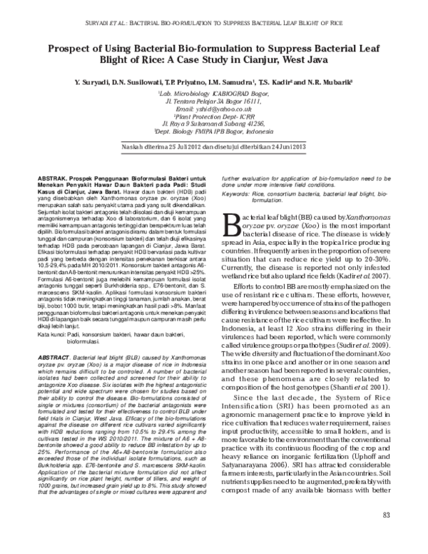 (PDF) Prospect of Using Bacterial Bio-formulation to Suppress Bacterial ...