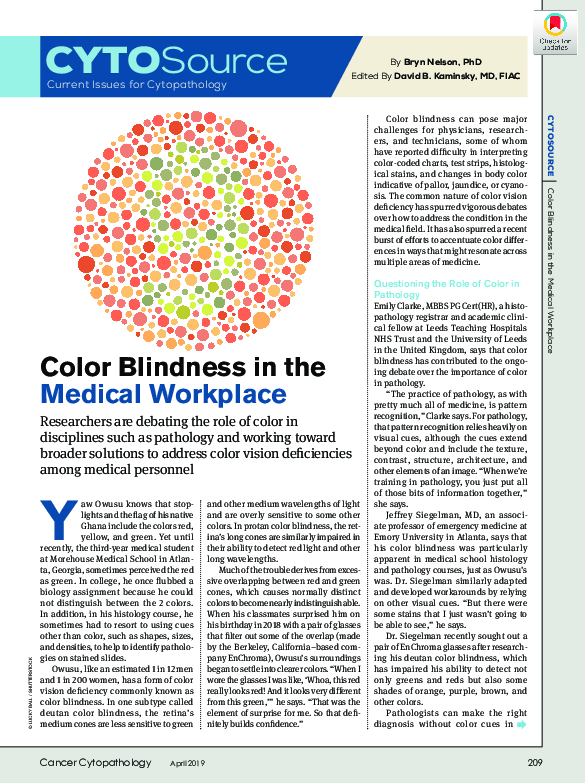 (PDF) Color blindness in the medical workplace