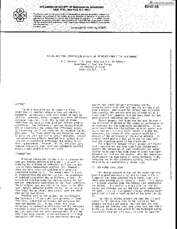 (PDF) Mixing and Fuel Atomisation Effects on Premixed Combustion Performance