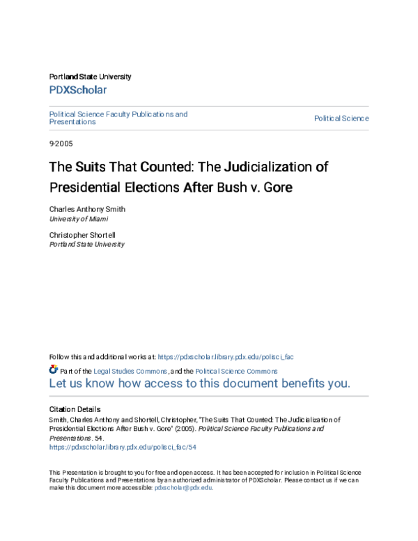 (PDF) The Suits That Counted: The Judicialization of Presidential ...