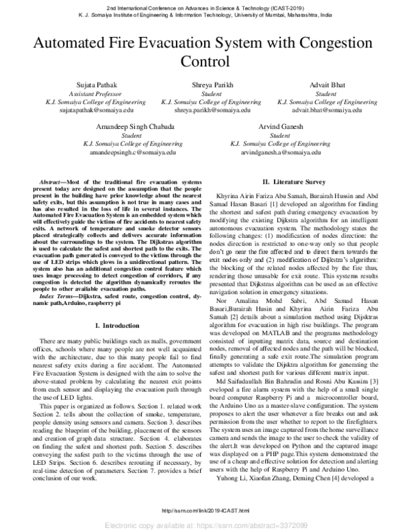 (PDF) Automated Fire Evacuation System with Congestion Control