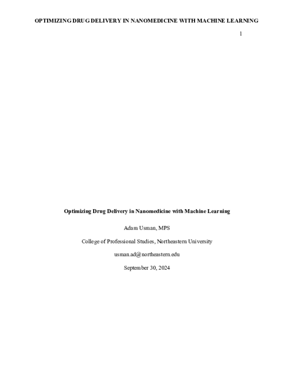 (PDF) Optimizing Drug Delivery in Nanomedicine with Machine Learning