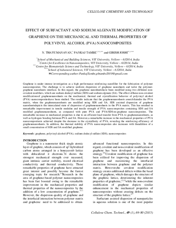 (PDF) Effect of surfactant and sodium alginate modification of graphene on the mechanical and ...